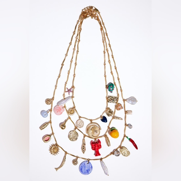Zara | Jewelry | Nwt Zara 224 3pack Of Charm Necklaces Long ...
